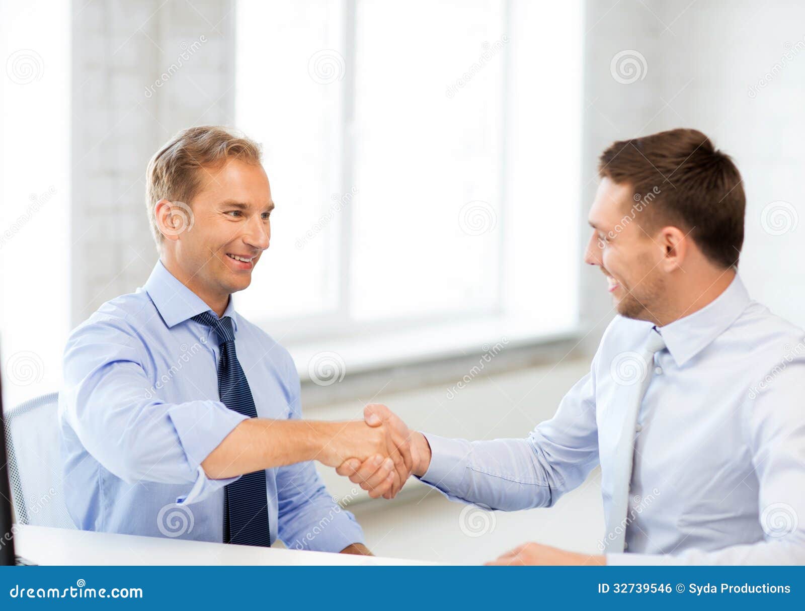 Businessmen Shaking Hands in Office Stock Photo - Image of agreement ...
