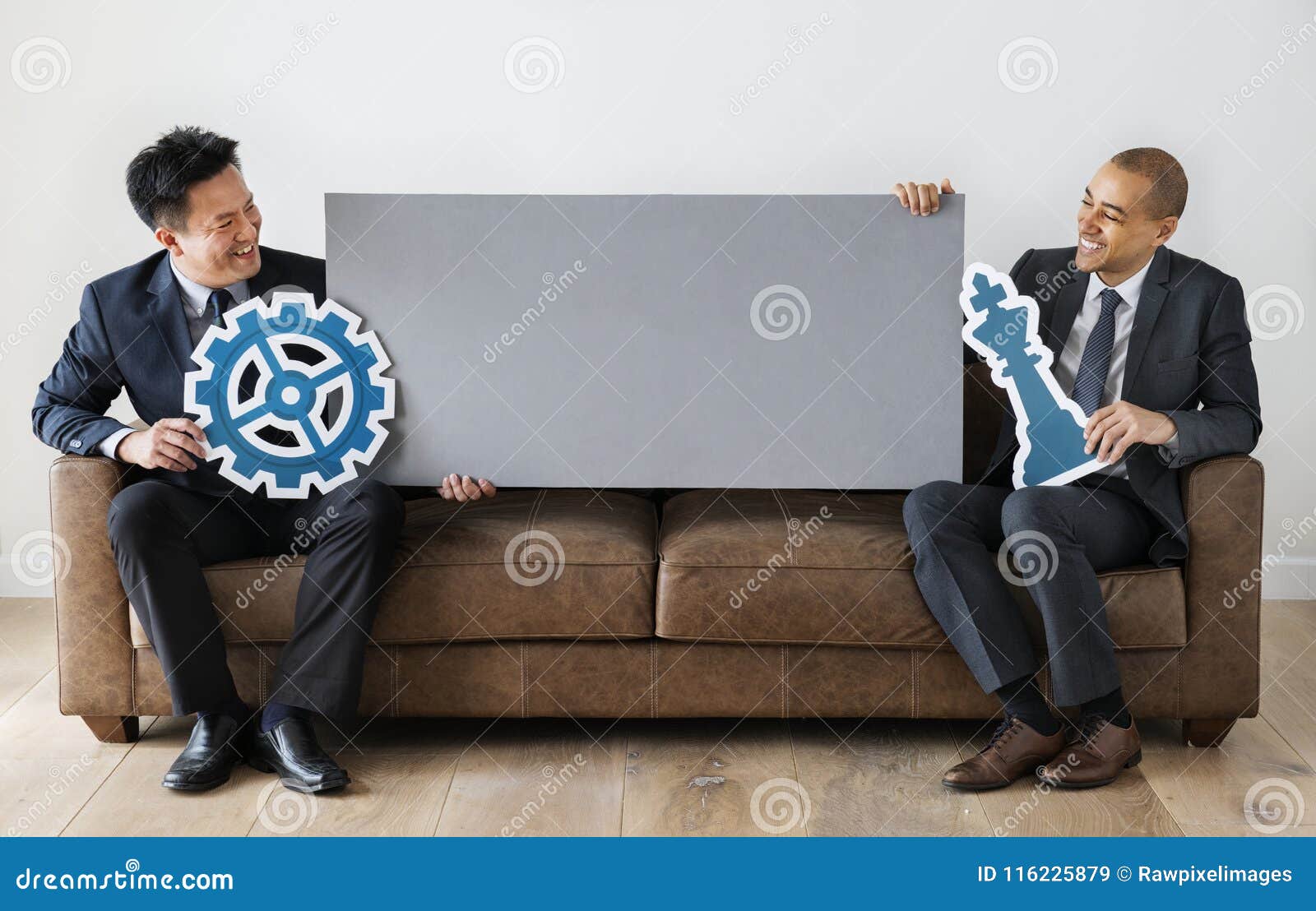 Businessmen Sitting Together with Icons Stock Image - Image of emoticon ...
