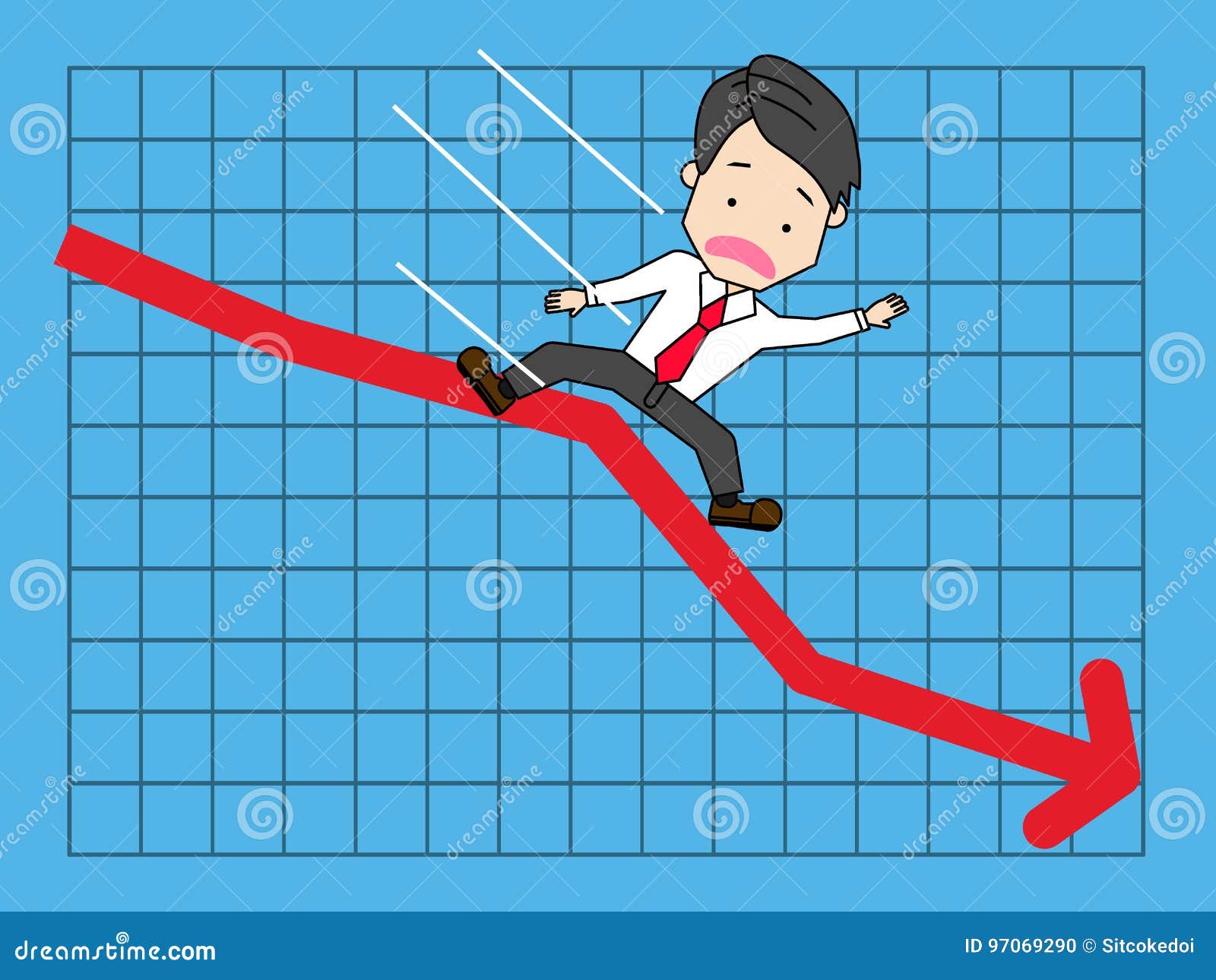 Businessmen are Slipping Graphs Falling on Down. Stock Vector ...
