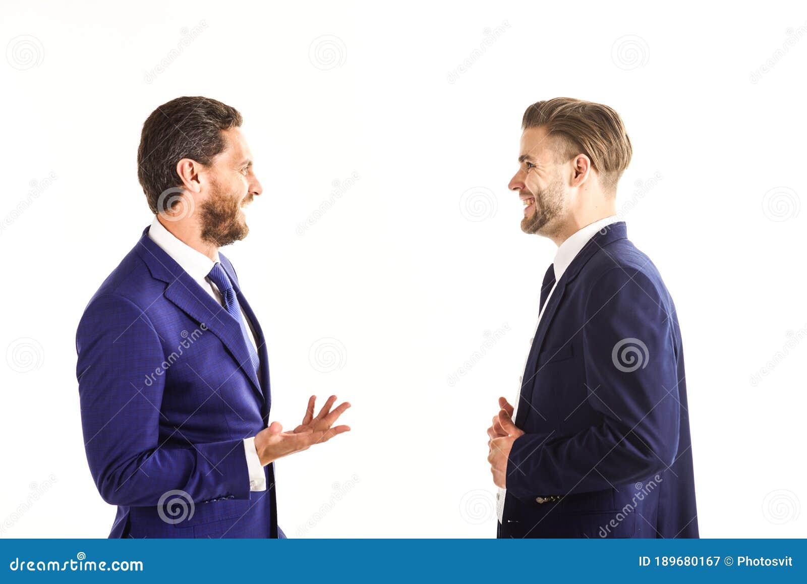 Businessmen with Smiling Faces and Hands Expression Discussing Problems ...