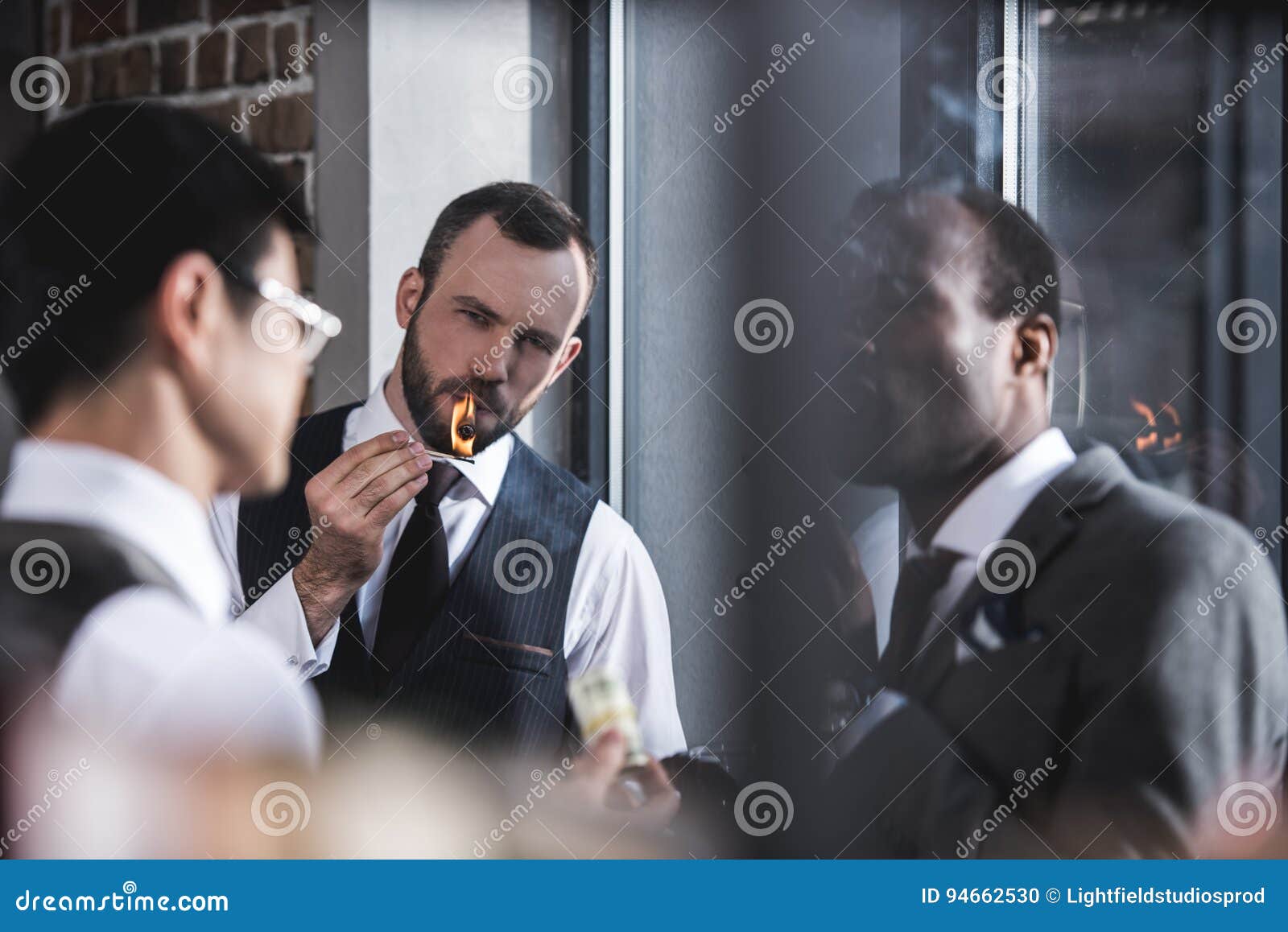 Businessmen Smoking Cigars Together during Break Stock Photo - Image of ...