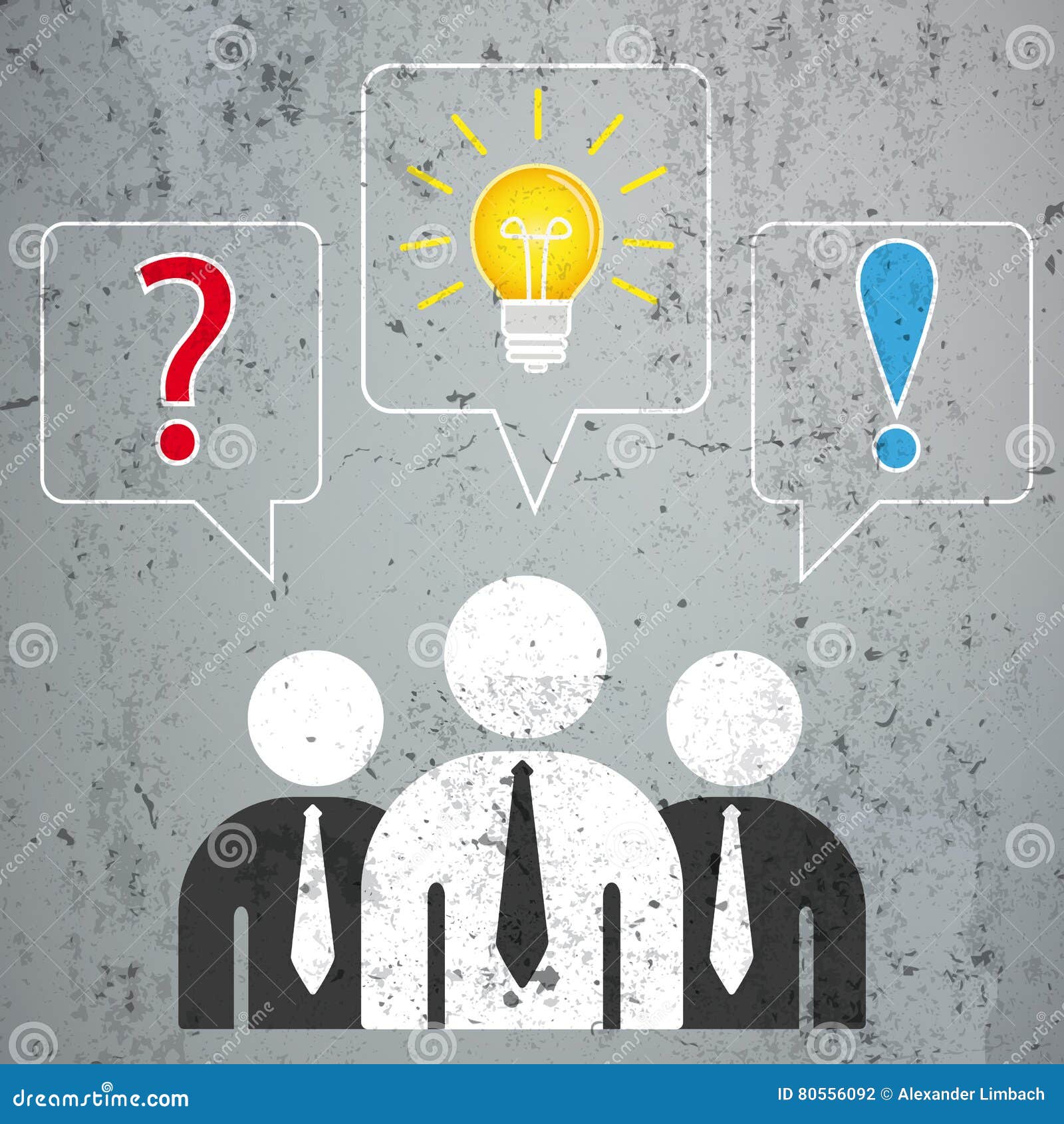 3 Businessmen Speech Bubbles Question Bulb Answer Stock Illustration ...
