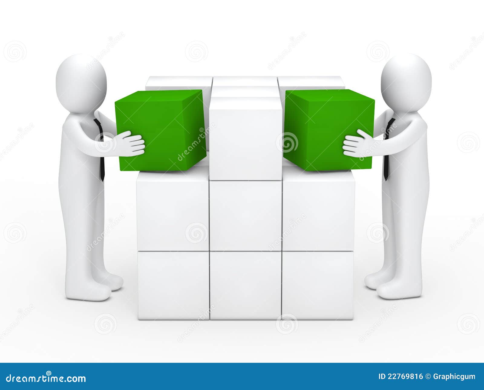 Businessmen Stack Green Cubes Stock Illustration - Illustration of ...