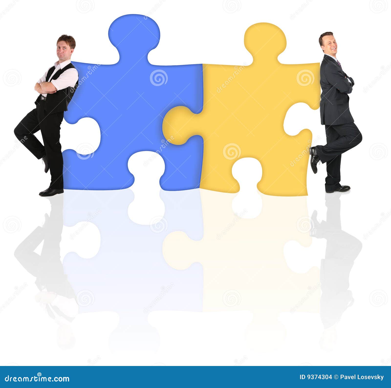 Businessmen Standing Back To Back on Puzzle Stock Photo - Image of ...