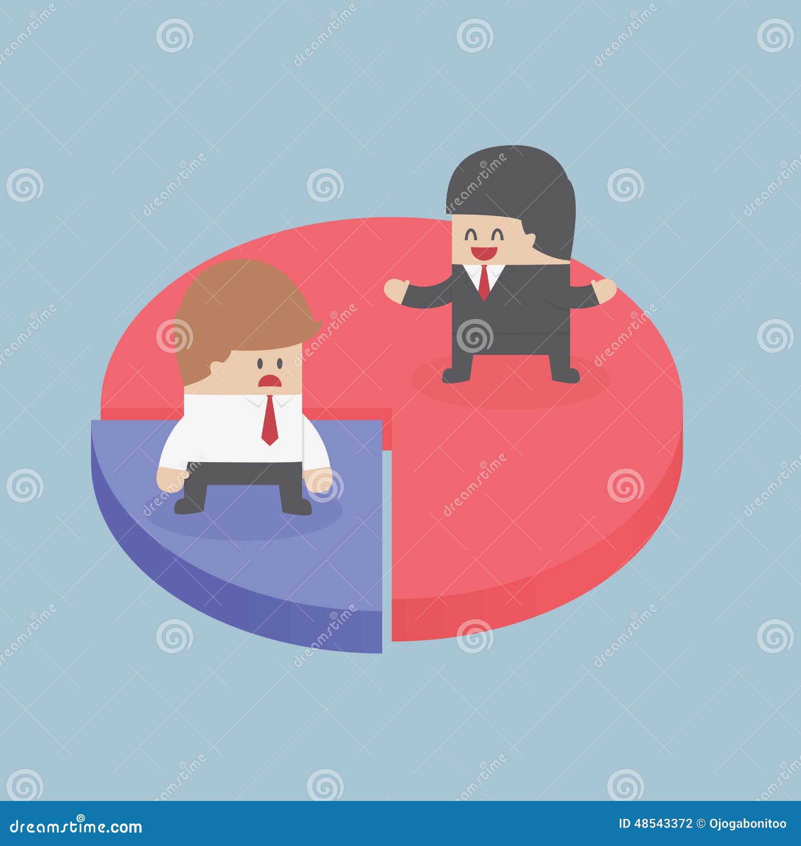 Businessmen Standing on Chart, Market Share Concept Stock Vector ...