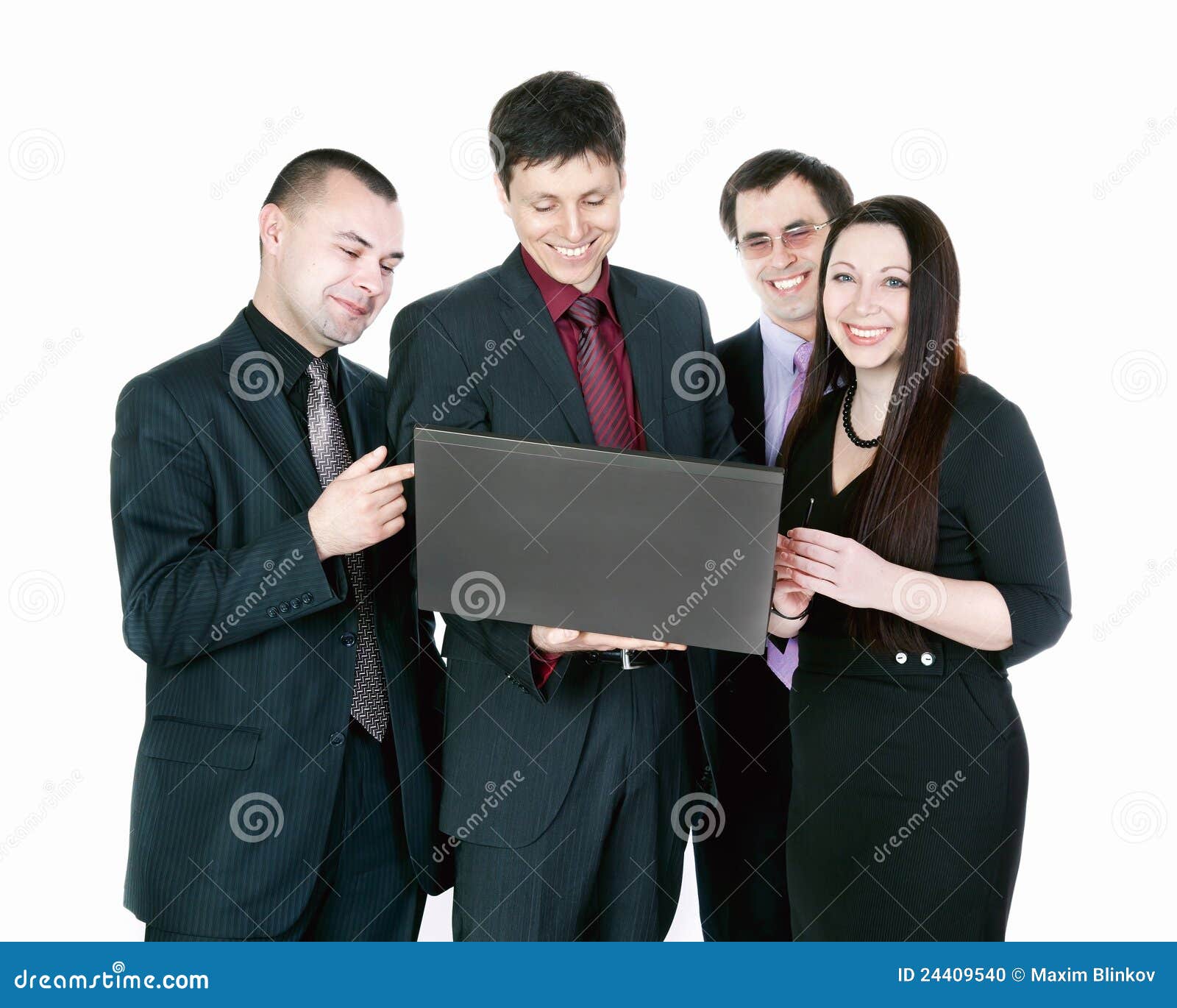 Businessmen Talking Near Computer Stock Photo - Image of computer ...