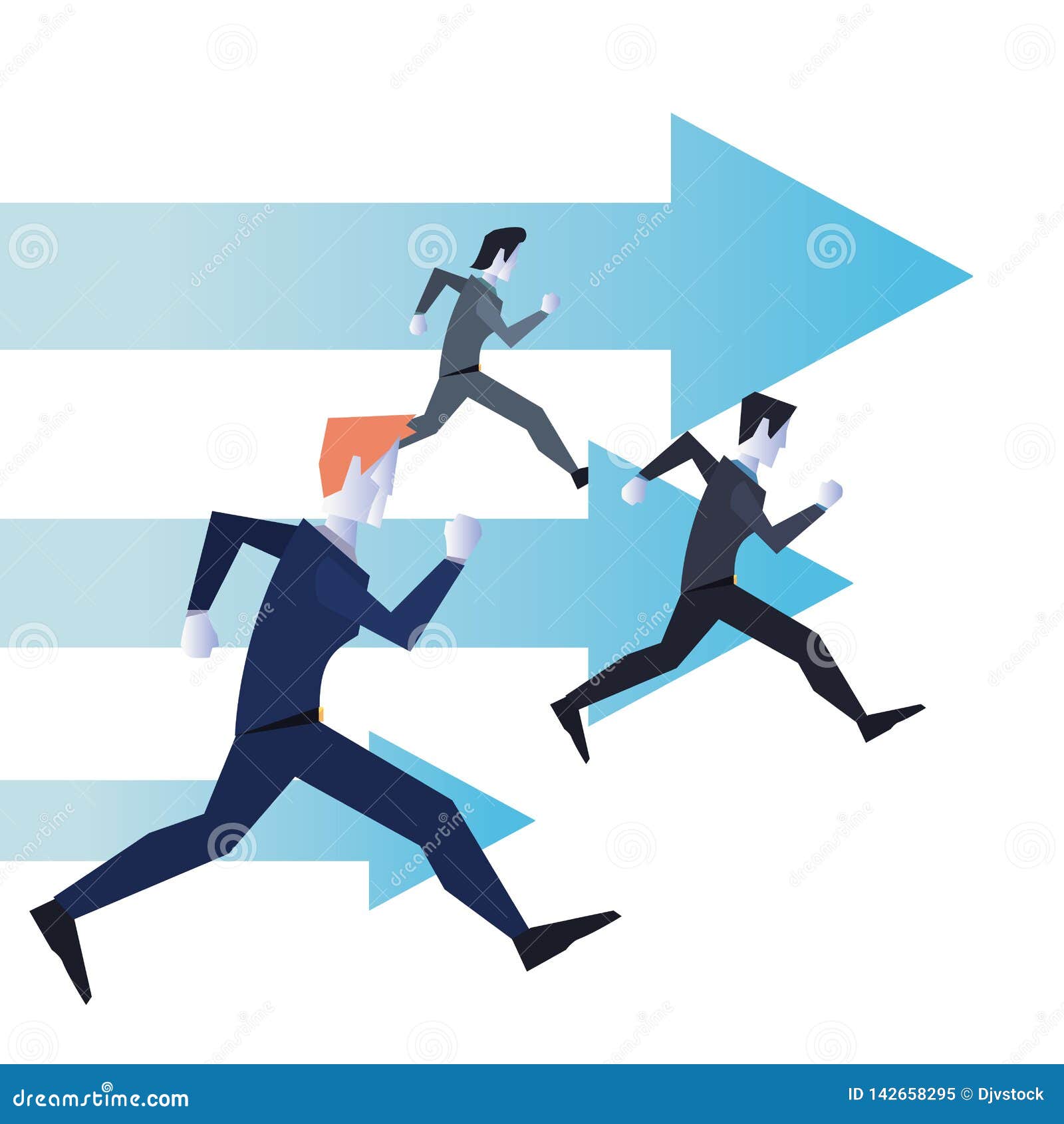 Businessmen Team Running To Success Stock Vector - Illustration of pose ...