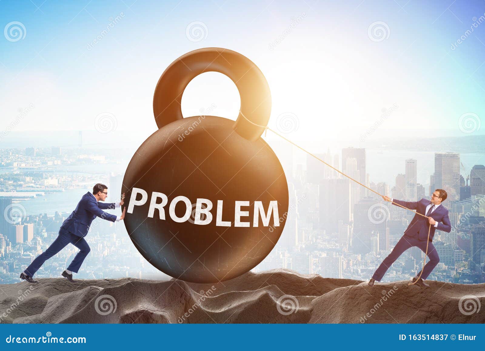 Businessmen Trying To Deal with Difficult Problem Stock Image - Image ...