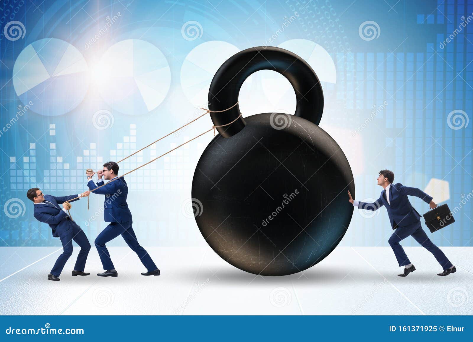 Businessmen Trying To Deal with Difficult Task Stock Image - Image of ...