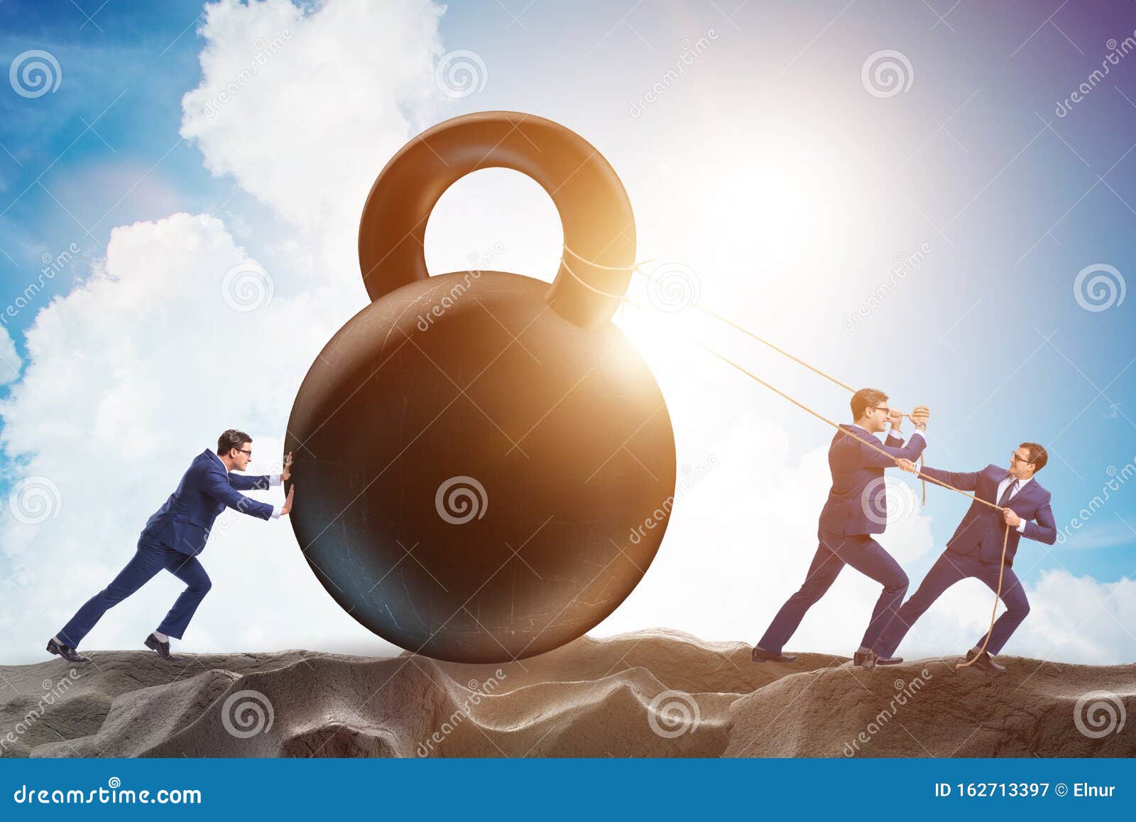 Businessmen Trying To Deal with Difficult Task Stock Image - Image of ...