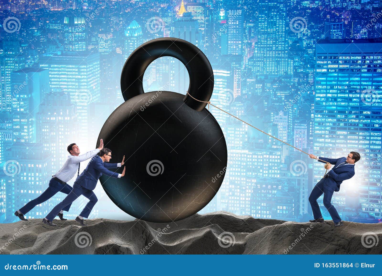 Businessmen Trying To Deal with Difficult Task Stock Photo - Image of ...