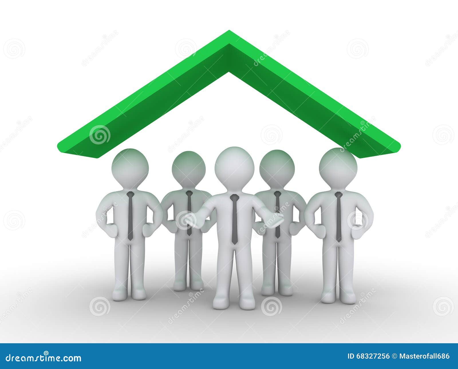 Businessmen are under roof stock illustration. Illustration of shelter ...