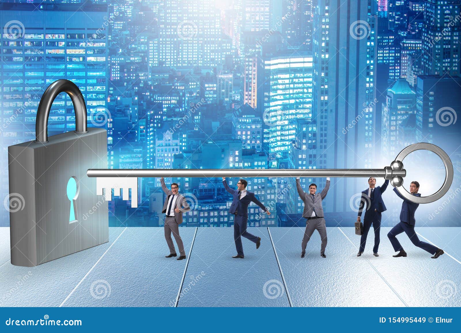 Businessmen Unlocking New Opportunity with Key Stock Image - Image of ...