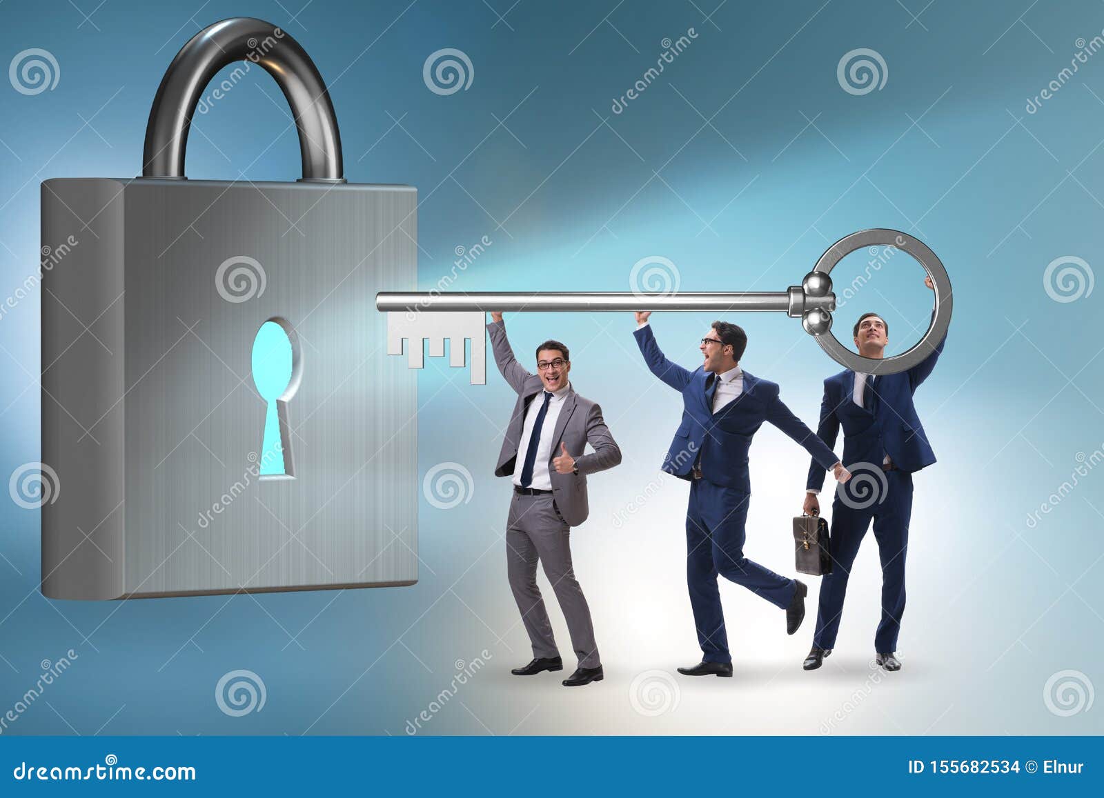 Businessmen Unlocking New Opportunity with Key Stock Photo - Image of ...