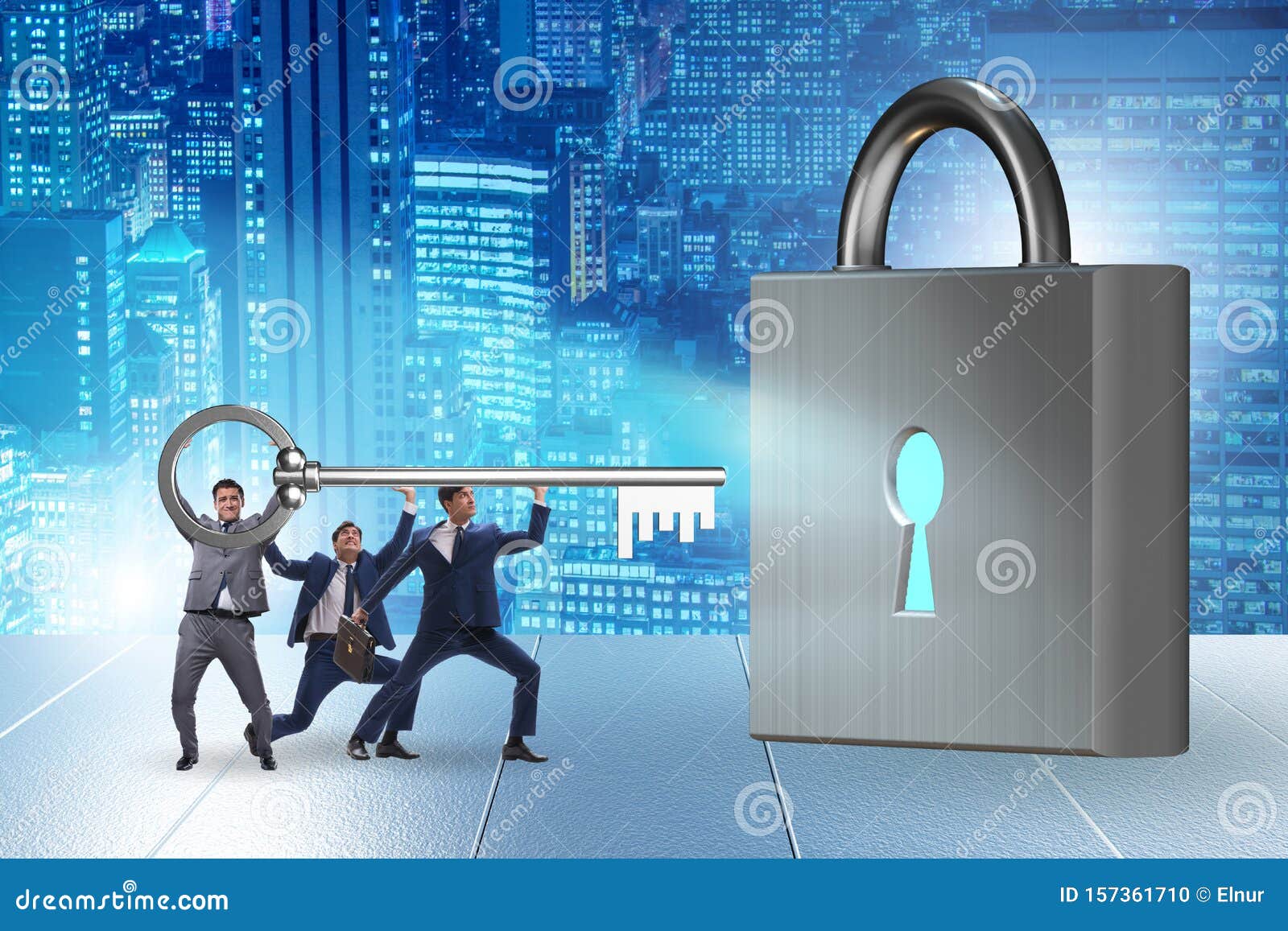 Businessmen Unlocking New Opportunity with Key Stock Photo - Image of ...