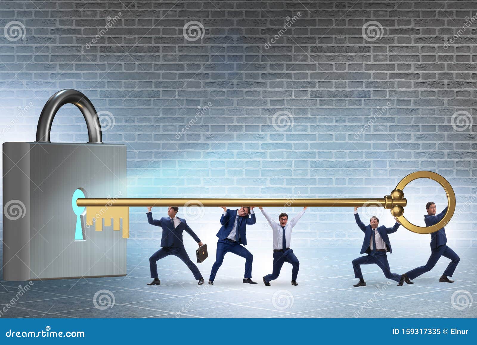 Businessmen Unlocking New Opportunity with Key Stock Image - Image of ...