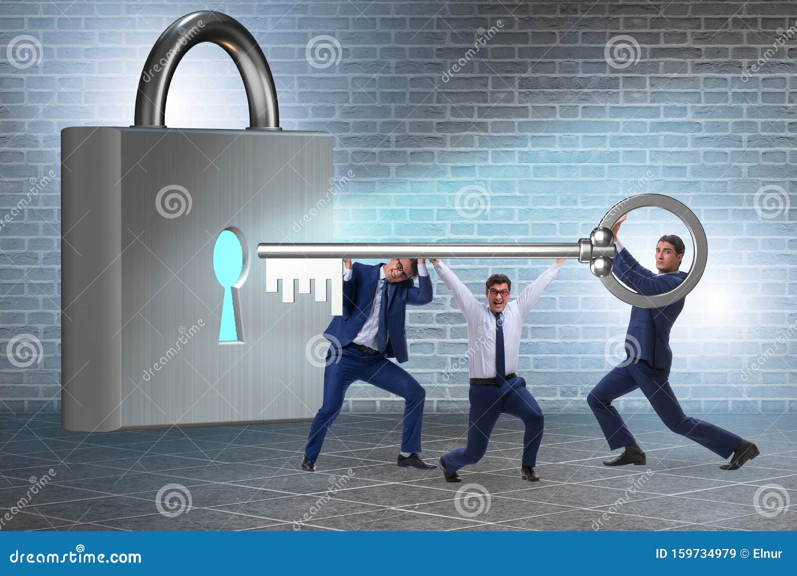 Businessmen Unlocking New Opportunity with Key Stock Image - Image of ...