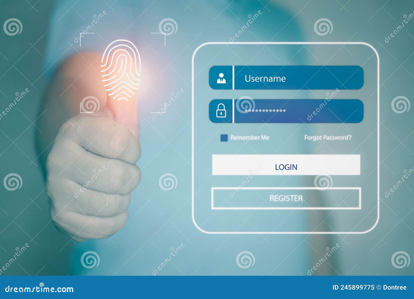 Businessmen Use Their Thumbs To Touch The Fingerprint Scanning System ... Businessmen Use Their Thumbs To Touch The Fingerprint Scanning System ...