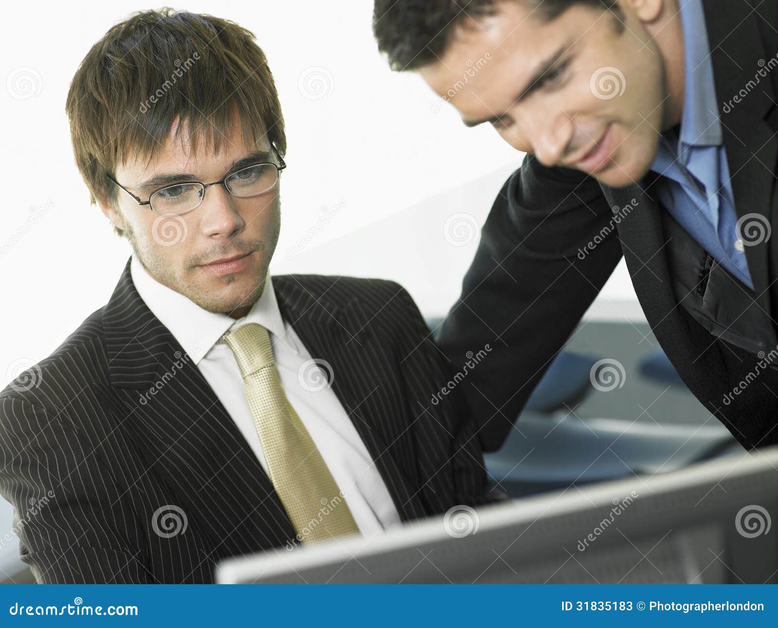 Businessmen Using Computer in Office Stock Image - Image of indoors ...