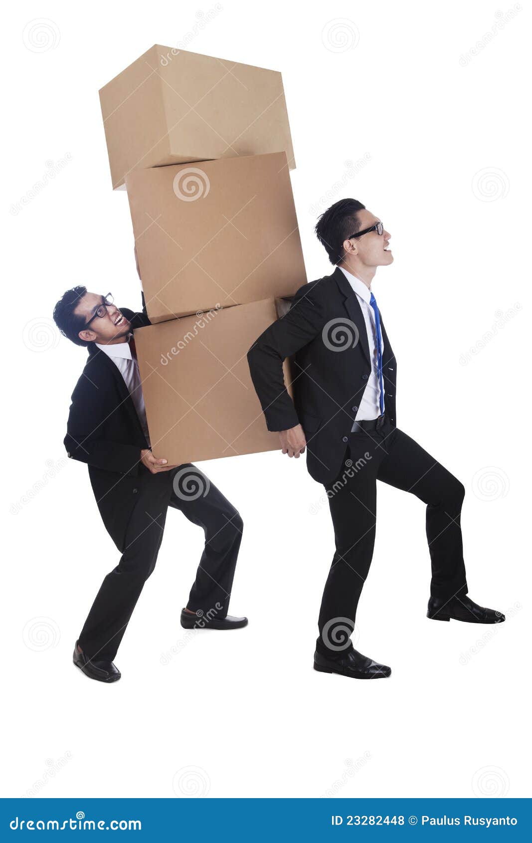 Businessmen Walking Up with Boxes Stock Photo - Image of climb ...