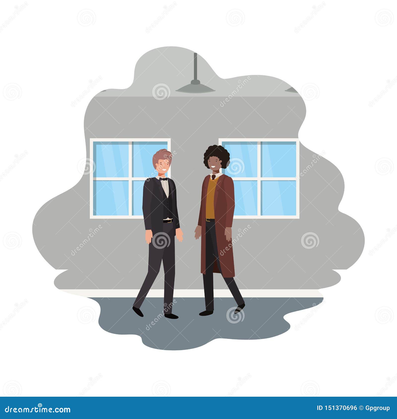 Businessmen with Wall and Windows Avatar Character Stock Vector ...