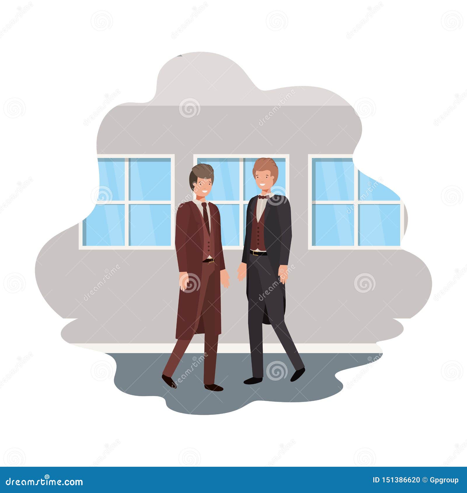 Businessmen with Wall and Windows Avatar Character Stock Vector ...
