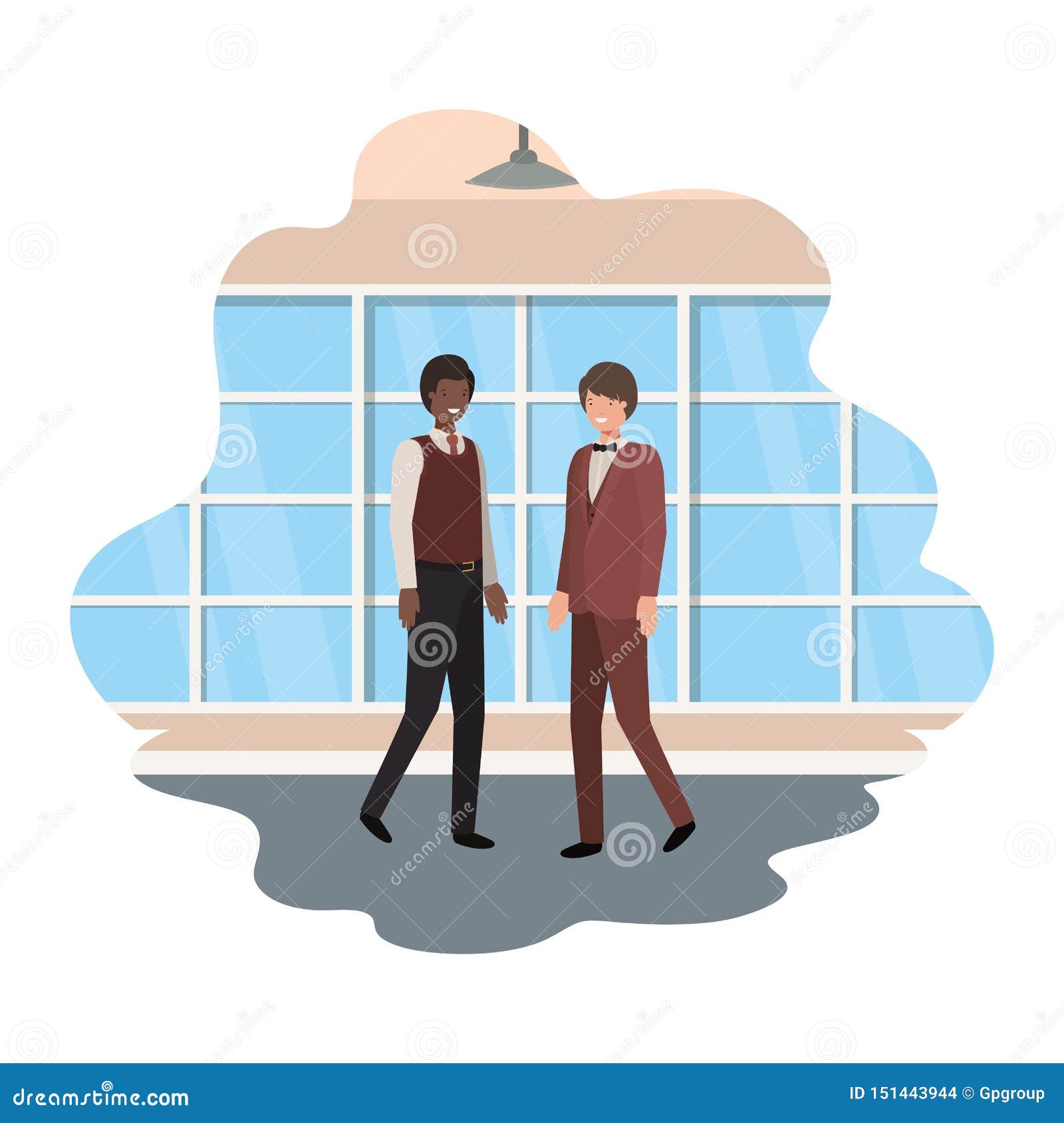Businessmen with Wall and Windows Avatar Character Stock Vector ...