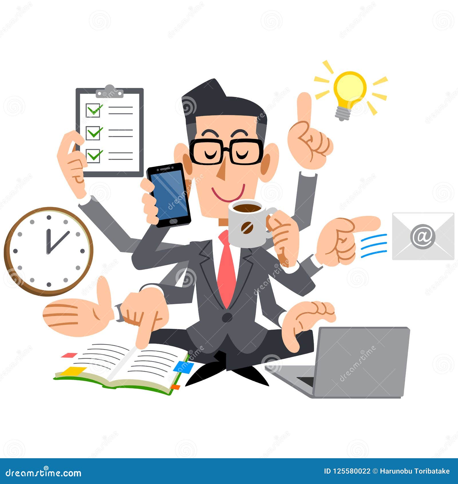 Businessmen Who Put on Glasses To Make Multitasking Easy Stock Vector ...