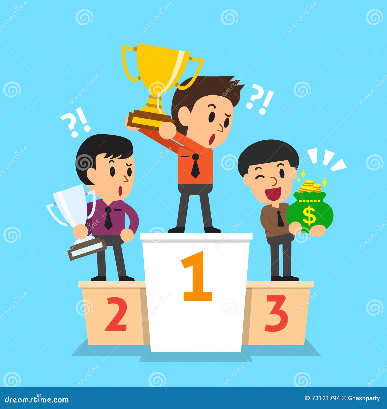 Businessmen Winner Standing on a Podium with Reward Stock Vector ...