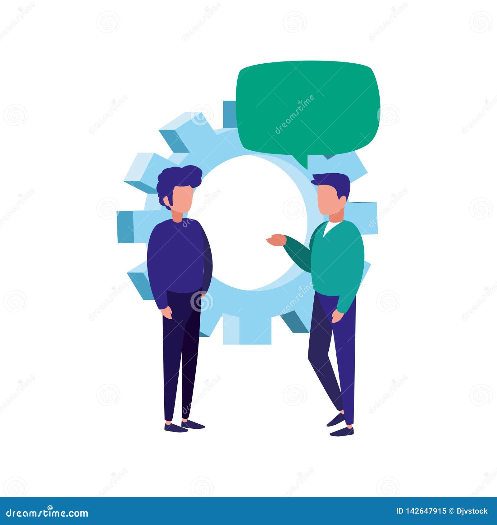 Businessmen Work Gear Team Speech Bubble Stock Vector - Illustration of ...