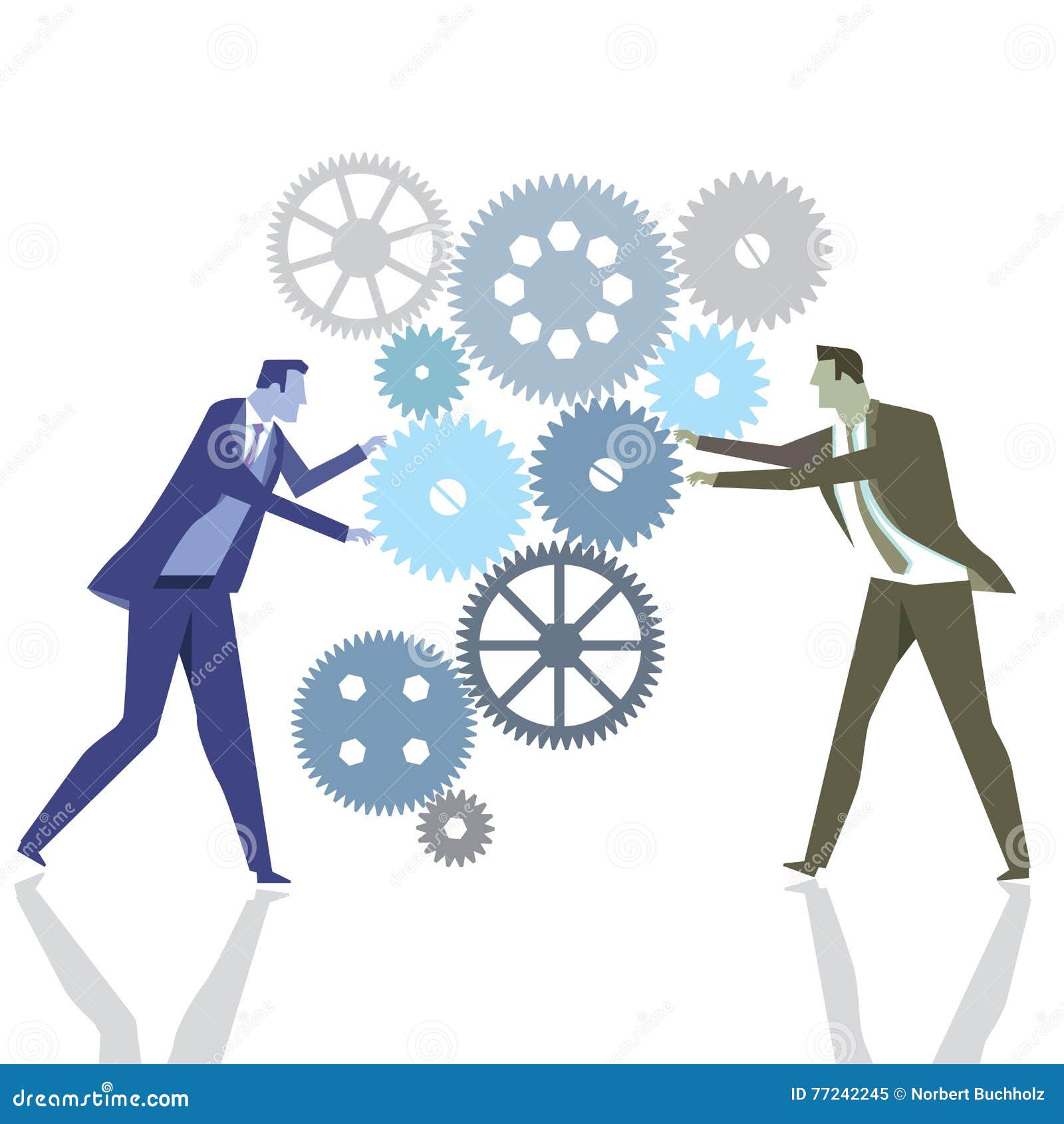 Businessmen working gears stock vector. Illustration of businessman ...