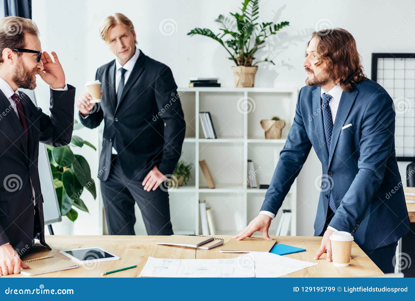 Businessmen Working in Office Stock Image - Image of indoors, aged ...