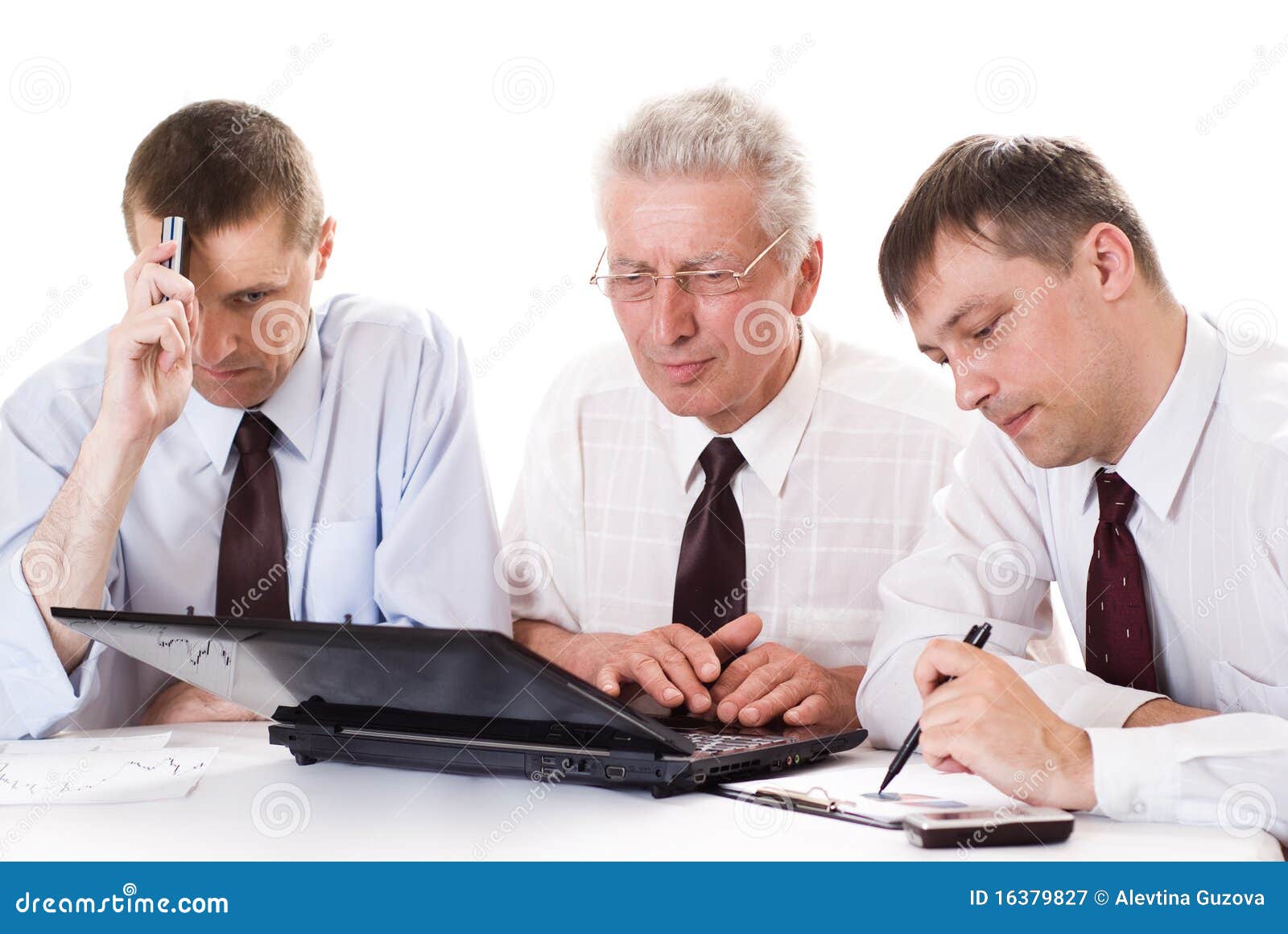 Businessmen Working on a White Stock Image - Image of office, group ...
