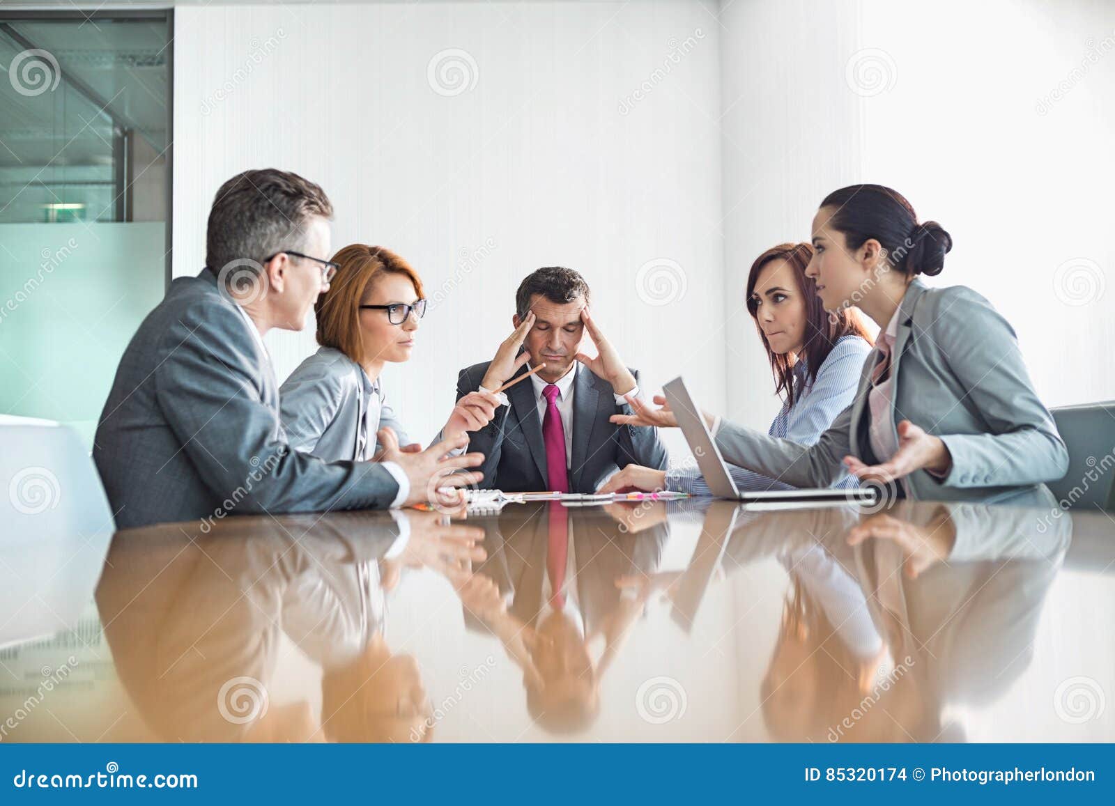 Businesspeople Arguing in Meeting Stock Photo - Image of five ...