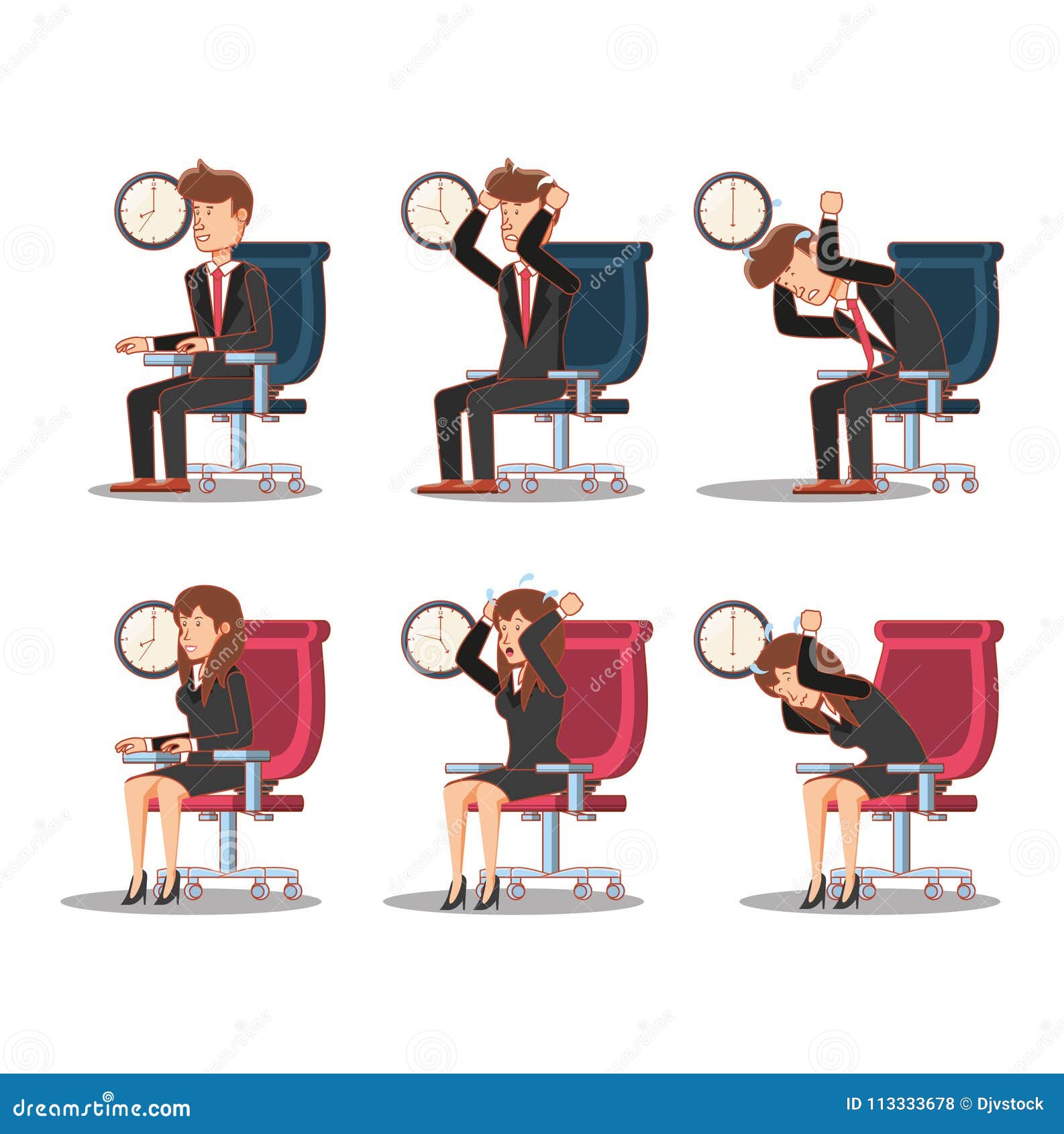 Businesspeople Avatars with Work Time Elements Stock Vector ...