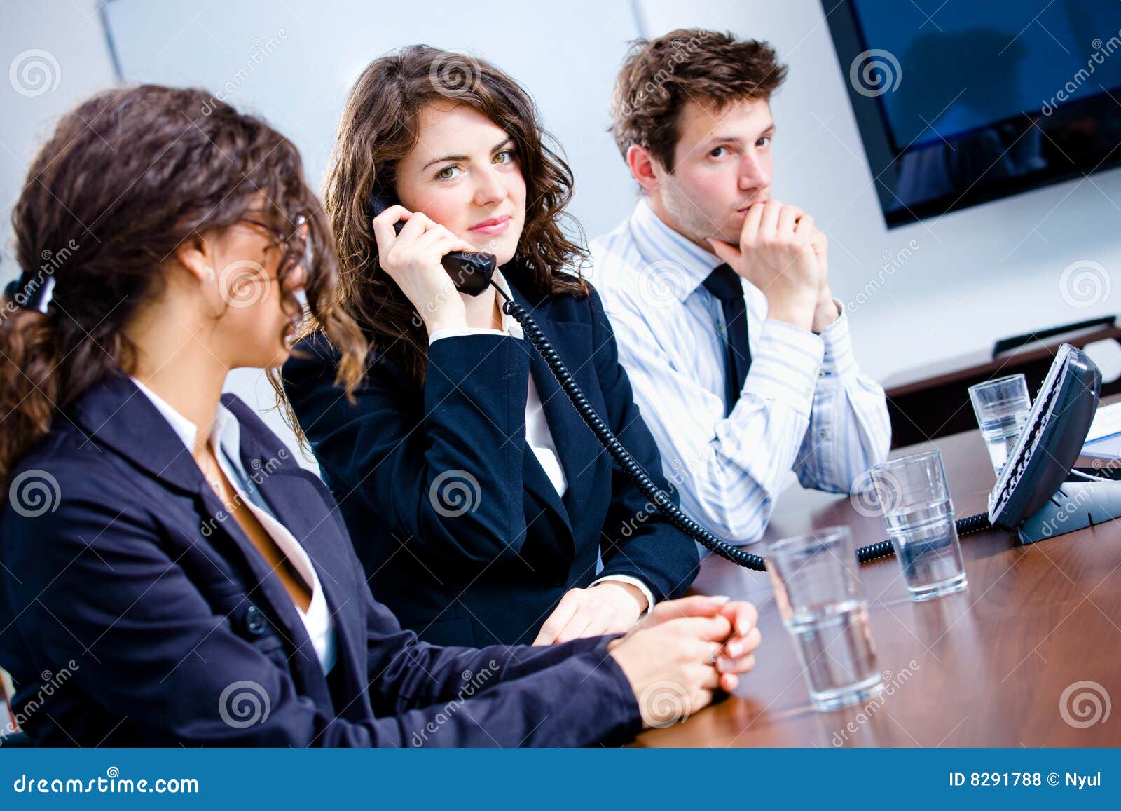 Businesspeople Calling on Phone Stock Photo - Image of cheerful ...