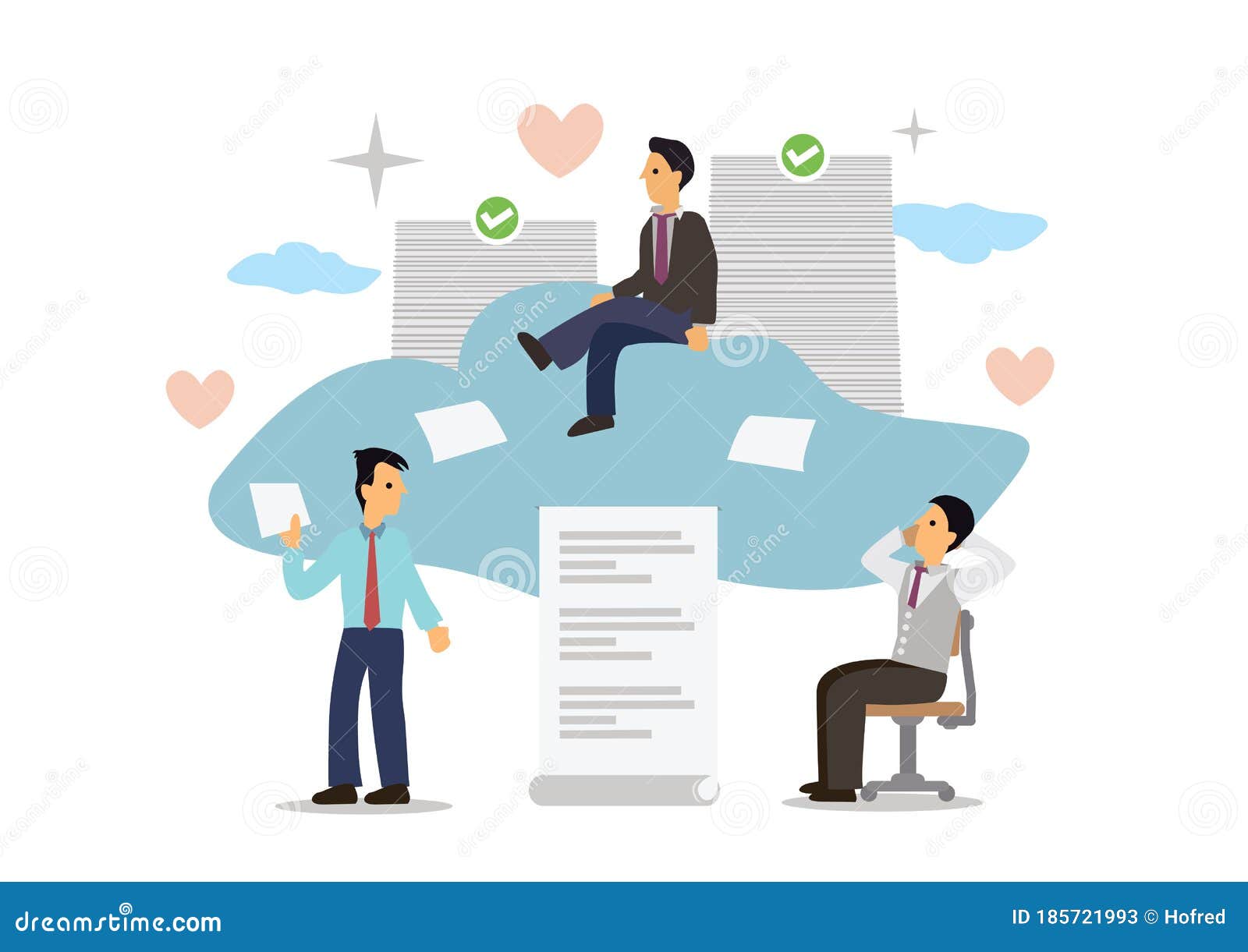 Businesspeople with Cloud Computing Concept Stock Vector - Illustration ...