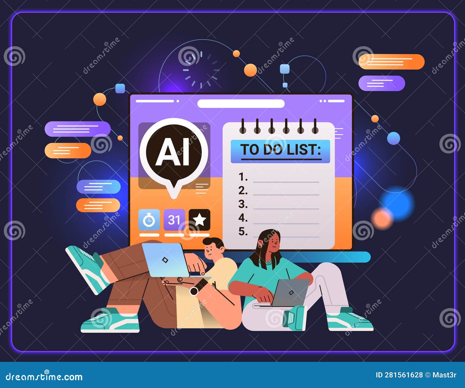Businesspeople Completing To-do List in Computer App with Ai ...