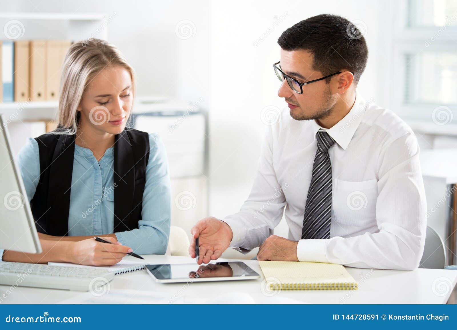 Businesspeople Discuss a New Project Stock Image - Image of business ...
