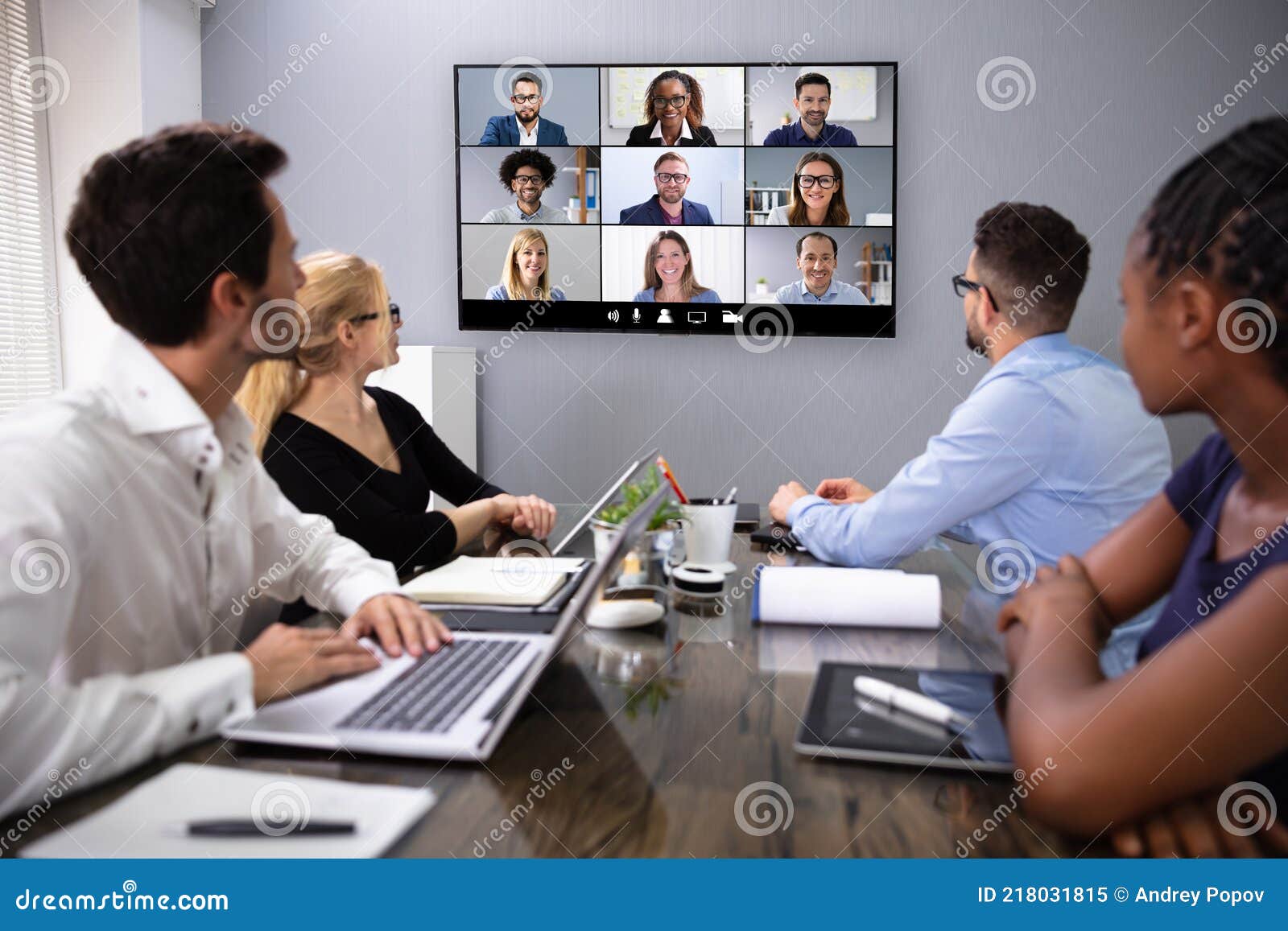 Business Video Conference Call Stock Image - Image of mobile, looking ...