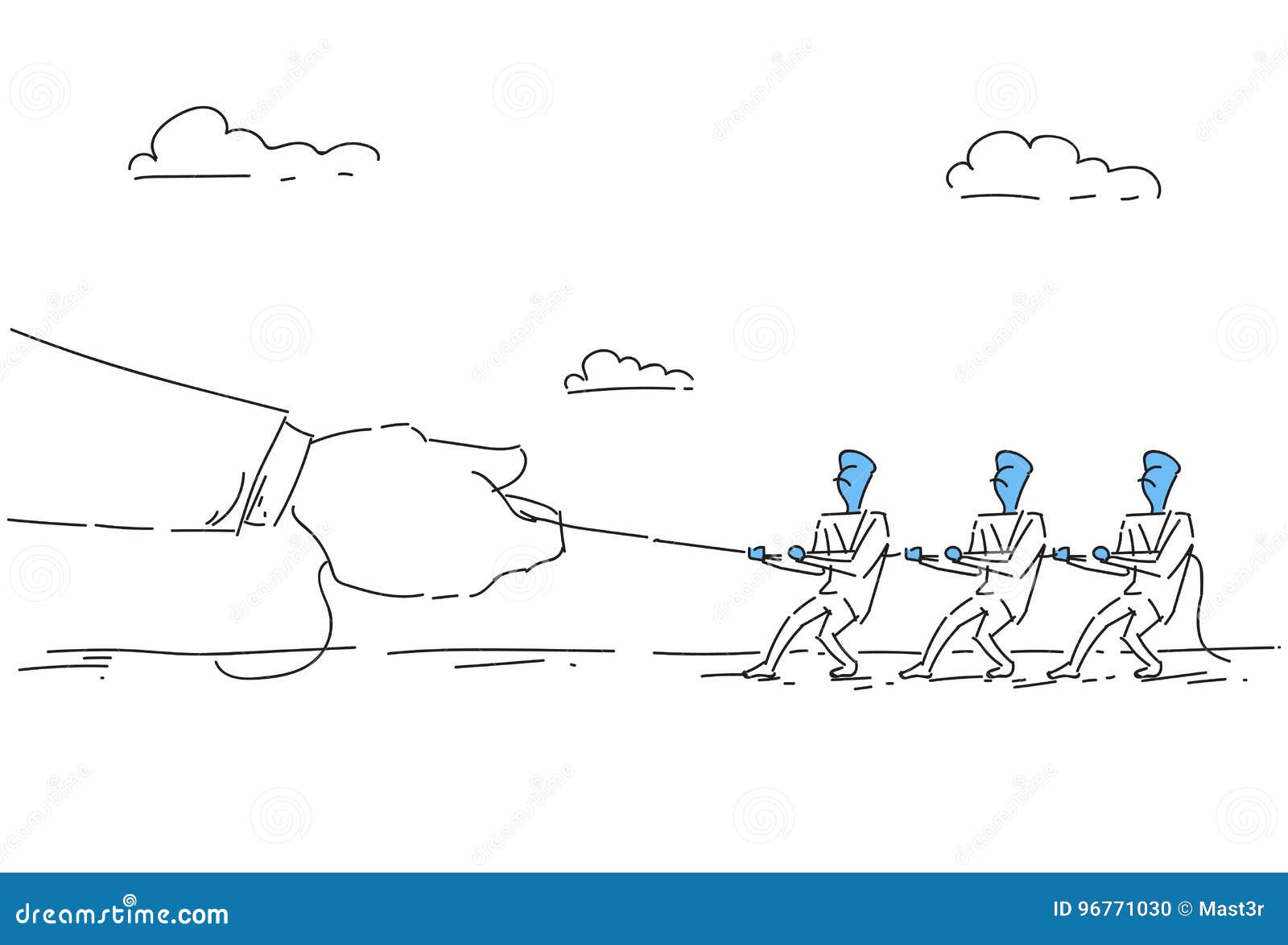 Businesspeople Group Team Pulling Rope, Business Competition Concept ...