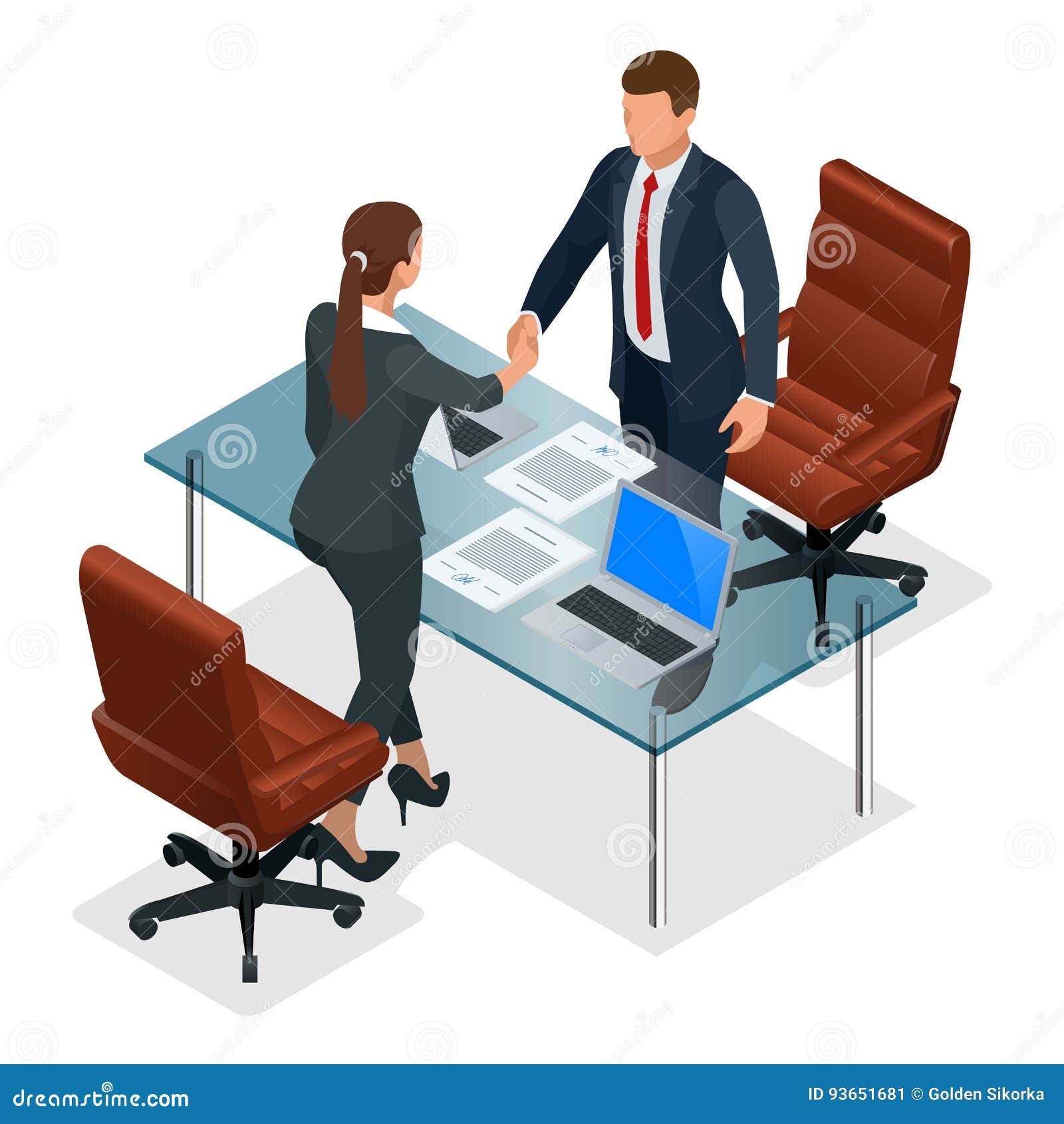 Businesspeople Handshaking after Negotiation or Interview at Office ...