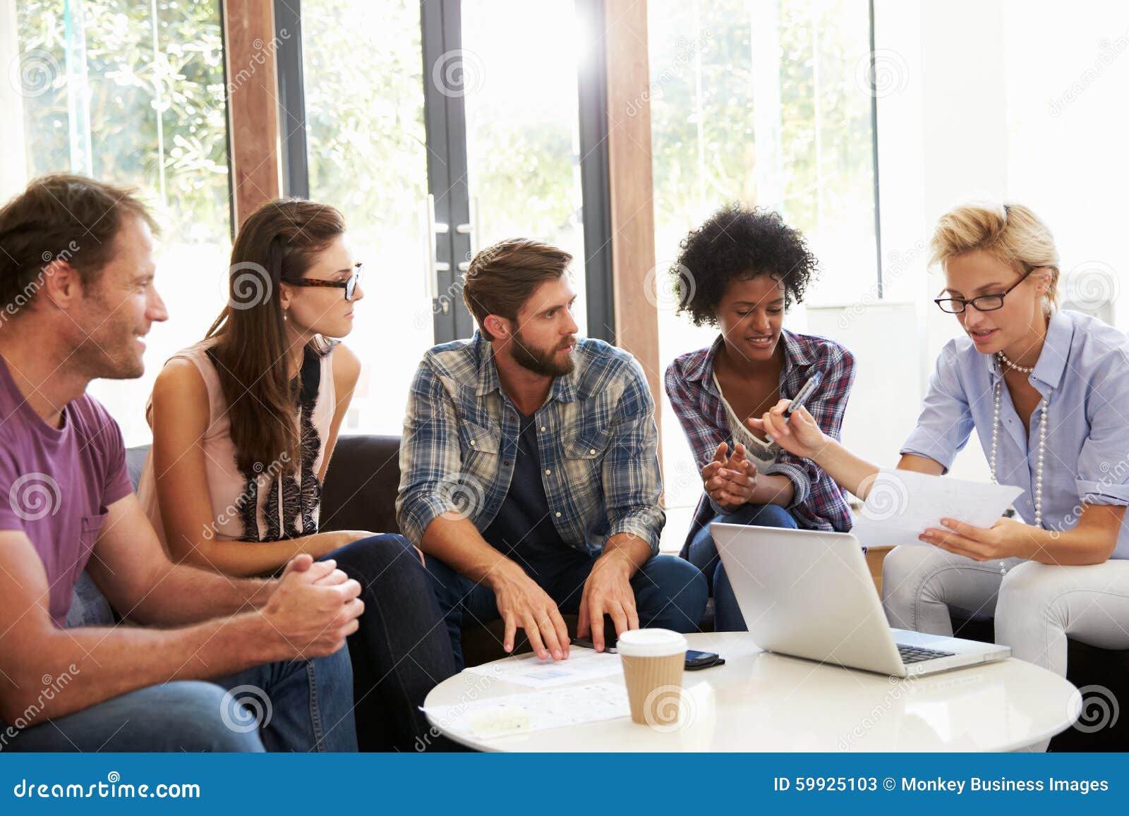 Businesspeople Having Informal Meeting in Modern Office Stock Image ...