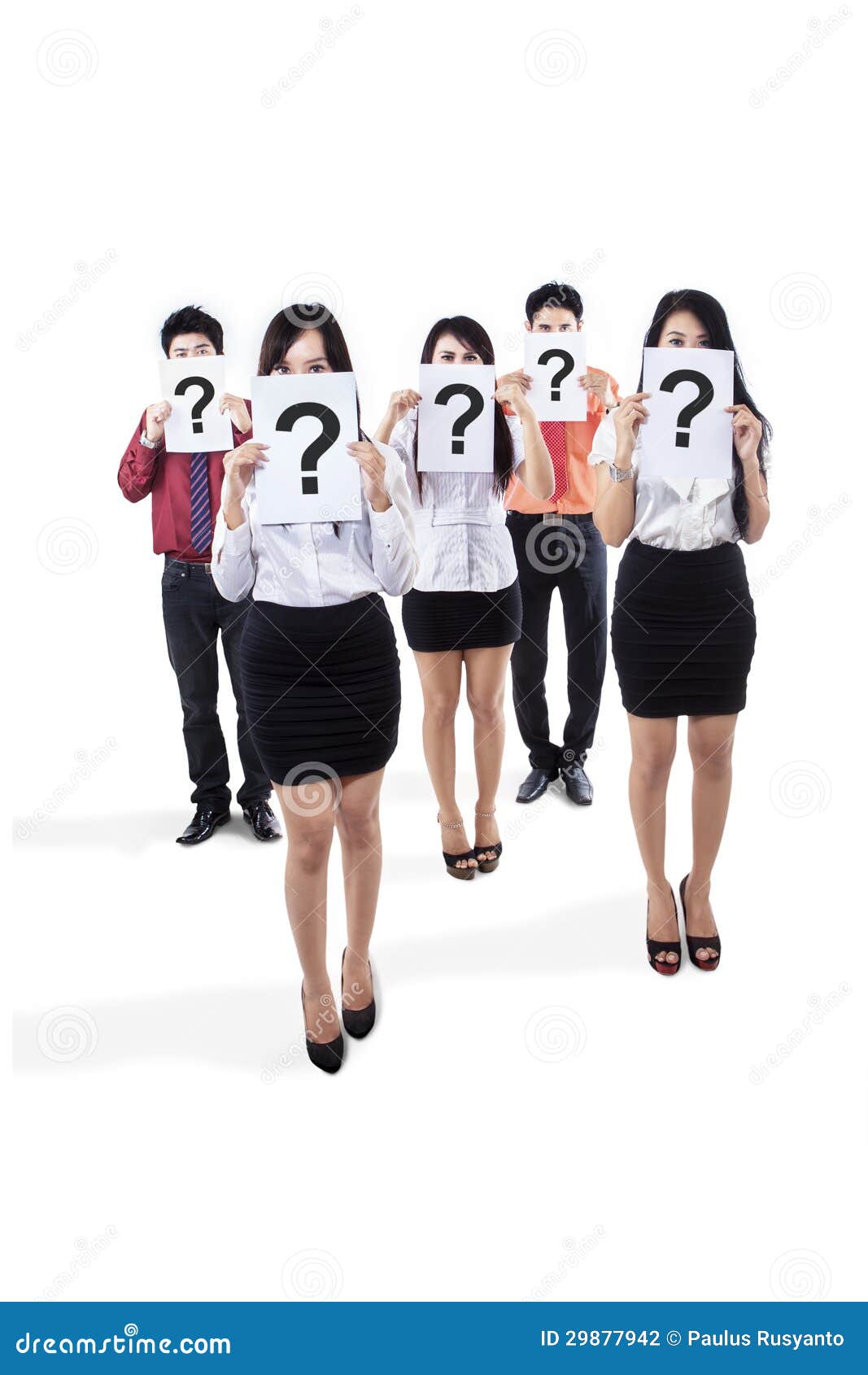 Businesspeople with Question Mark Stock Photo - Image of hiding ...