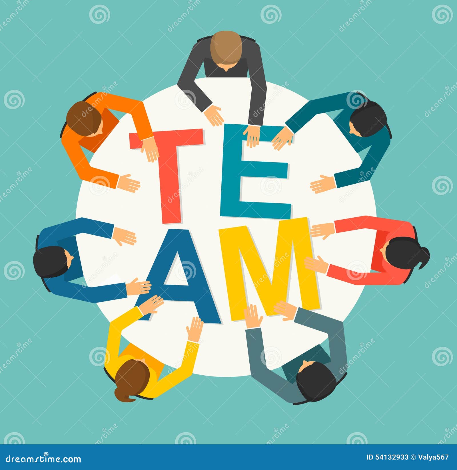 Businesspeople Joining the Letters Building TEAM Stock Vector ...