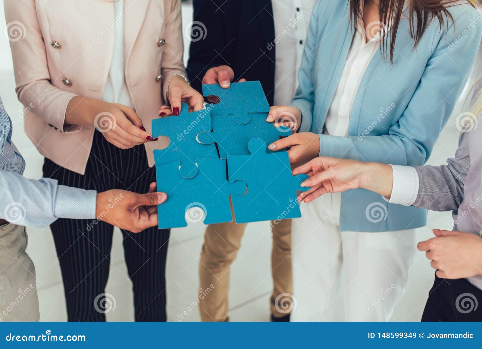 Businesspeople Joining Puzzle Pieces Stock Image - Image of company ...