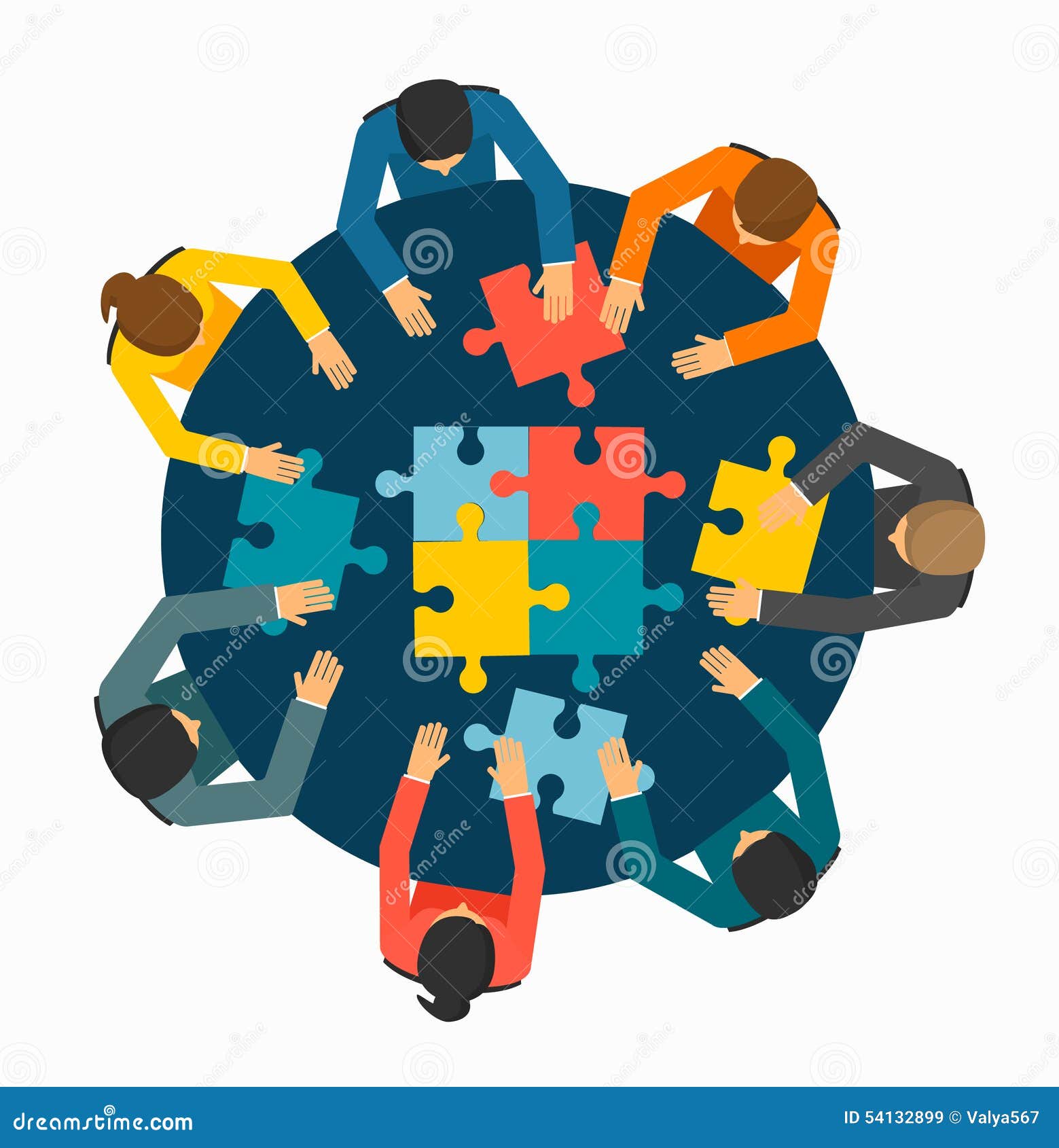 Businesspeople Joining Puzzle Pieces Stock Vector - Illustration of ...