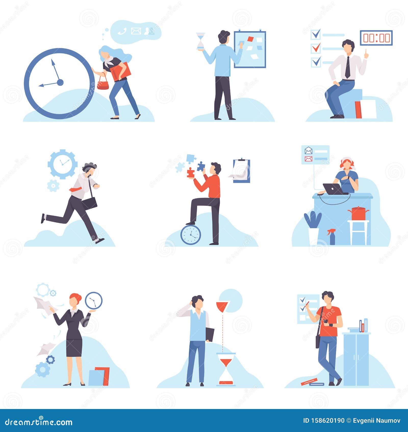 Businesspeople Planning Their Working Time Set, Organization and ...