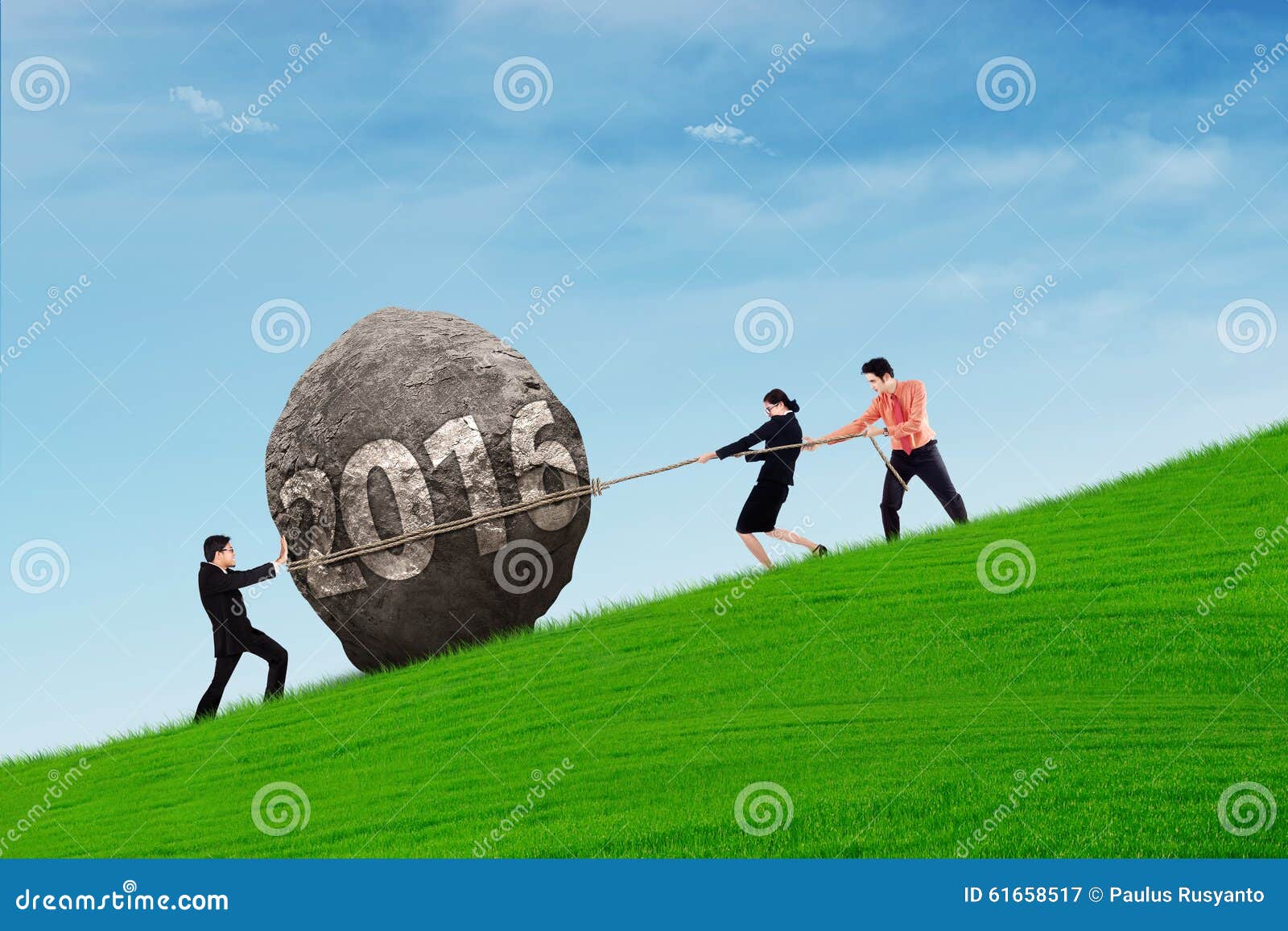 Boy Pulling Stone With Persistence Word Stock Photo | CartoonDealer.com ...