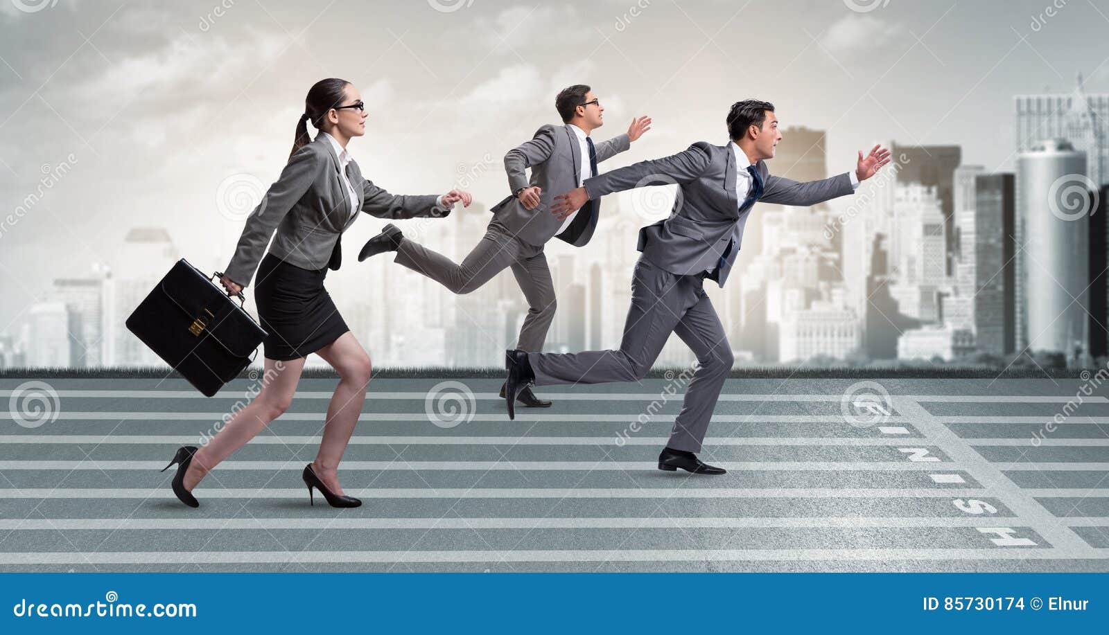 The Businesspeople Running in Competition Concept Stock Photo - Image ...